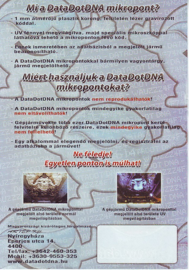 DataDot DNA Másodlagos jelőlés